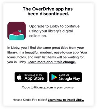 Overdrive App Discontinued | Stanley Public Library